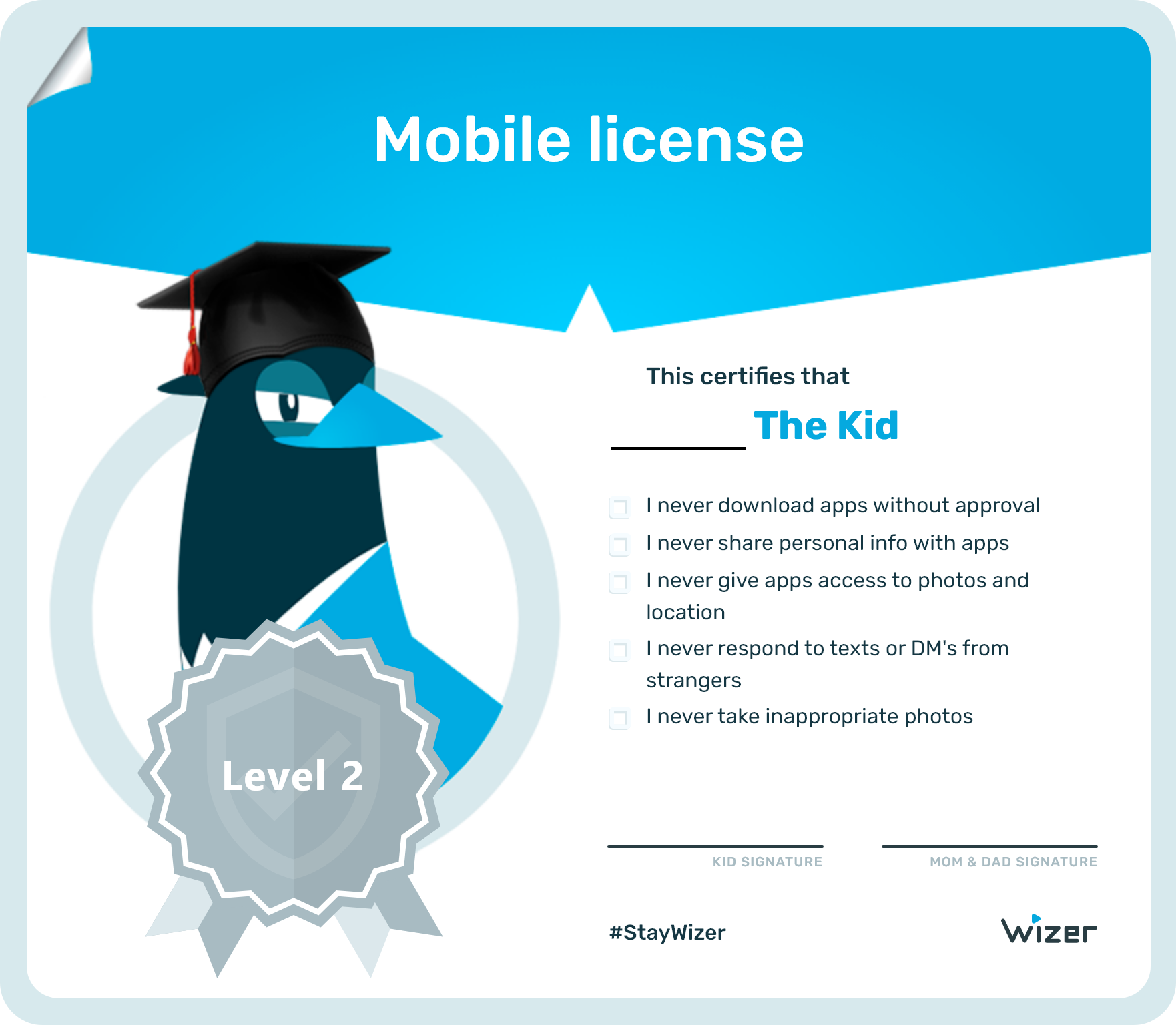 Internet License For Kids - Online Safety Agreement